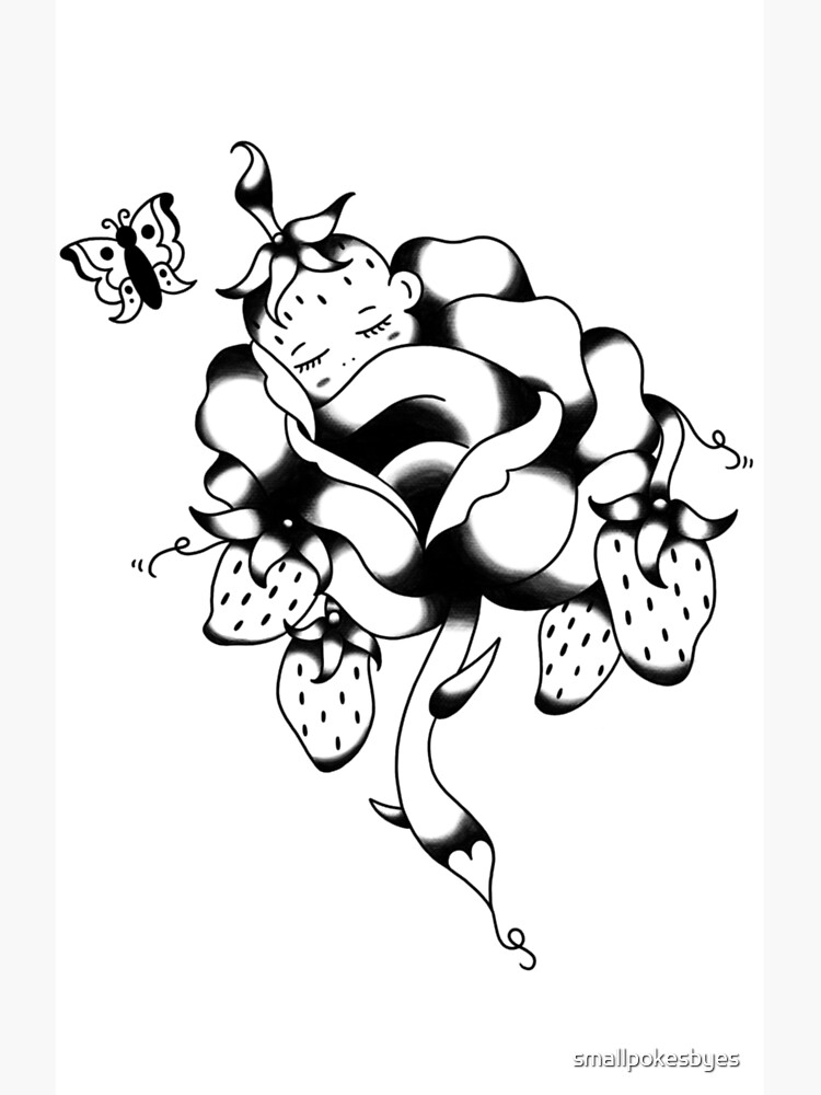 "Sleepy Strawberry Baby " Sticker for Sale by smallpokesbyes | Redbubble