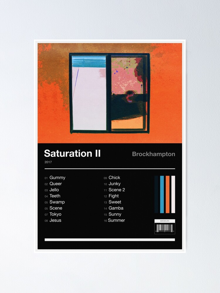 "Saturation II Tracklist (Inverted)" Poster for Sale by TOURETTESBOYLOL ...