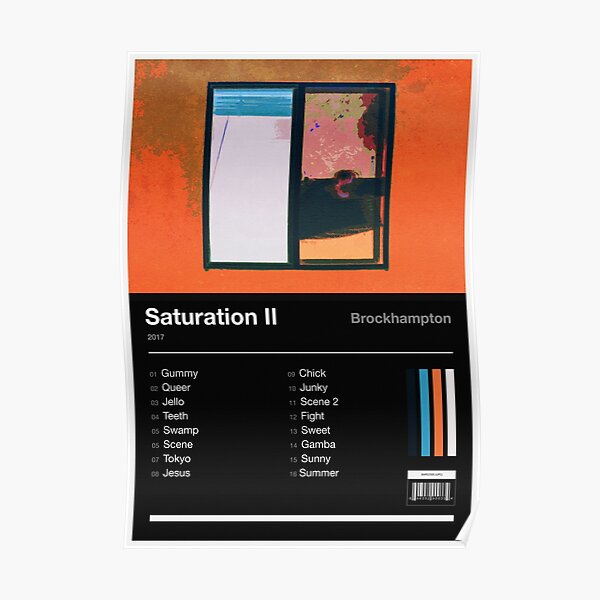 "Saturation II Tracklist (Inverted)" Poster for Sale by TOURETTESBOYLOL ...