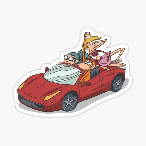 "Funny monkey gigolo with girls in the car" Sticker by ansgarhugo ...