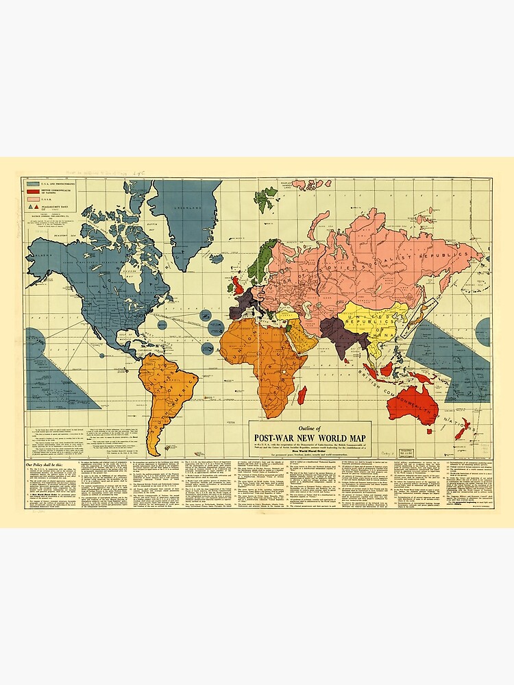 Post War World Map (1942) Premium Matte Vertical Poster