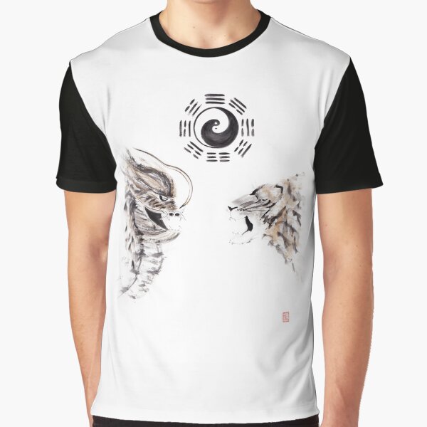 "Sumi-e Daoist painting of the Tiger and the Dragon under Yin Yang ...