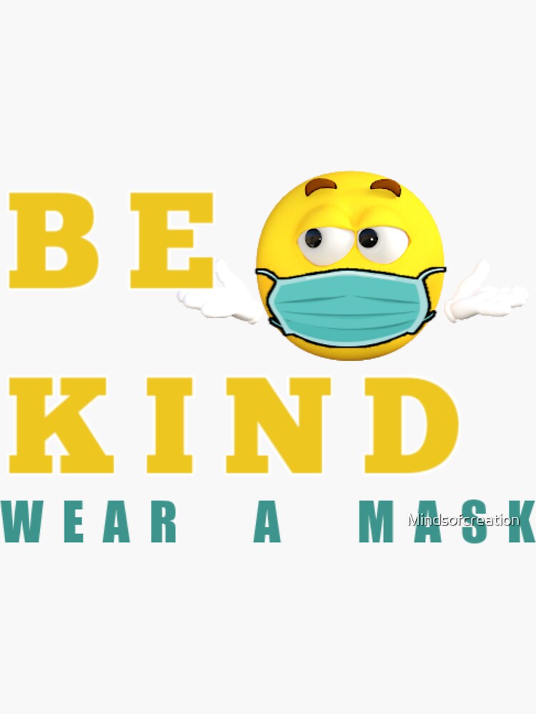 "Be Kind Emojicon Emoji Face Mask Design" Sticker by Mindsofcreation ...