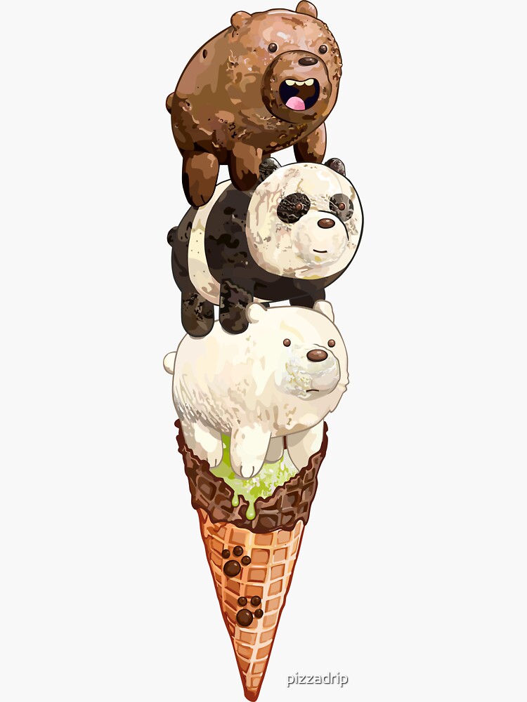 "We Bare Bears Ice Cream Stack in the Clouds" Sticker for Sale by ...
