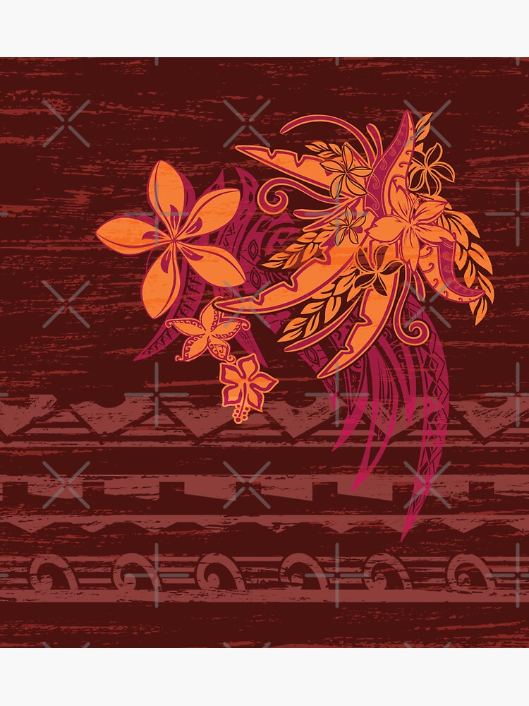 "Red Samoan Tribal Floral And Leaves " Sticker for Sale by sunnthreads ...