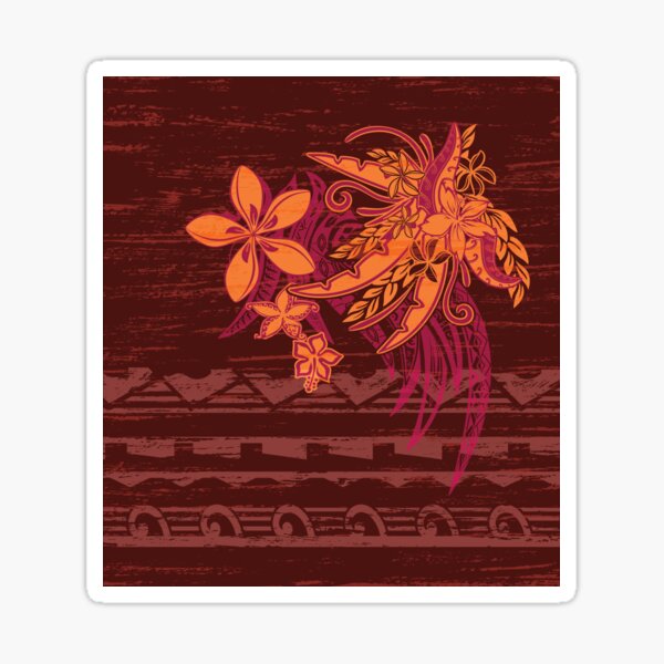 "Red Samoan Tribal Floral And Leaves " Sticker for Sale by sunnthreads ...
