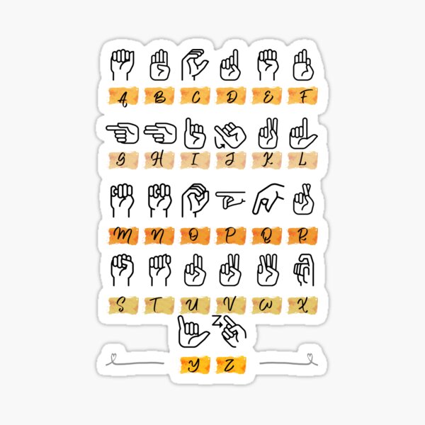"Sign Language Alphabet - ASL" Sticker for Sale by ChartGifts | Redbubble