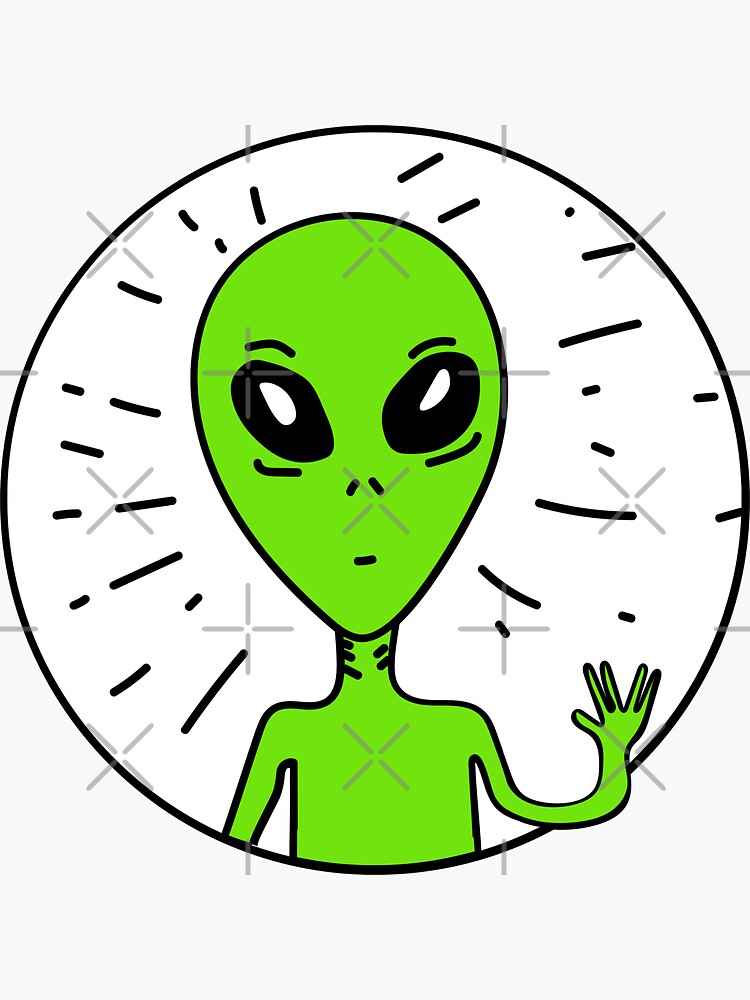 "Weird Alien Saying Hi" Sticker by OnepixArt | Redbubble