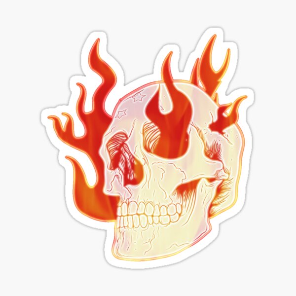 "Flaming Skull Face" Sticker for Sale by hempress | Redbubble