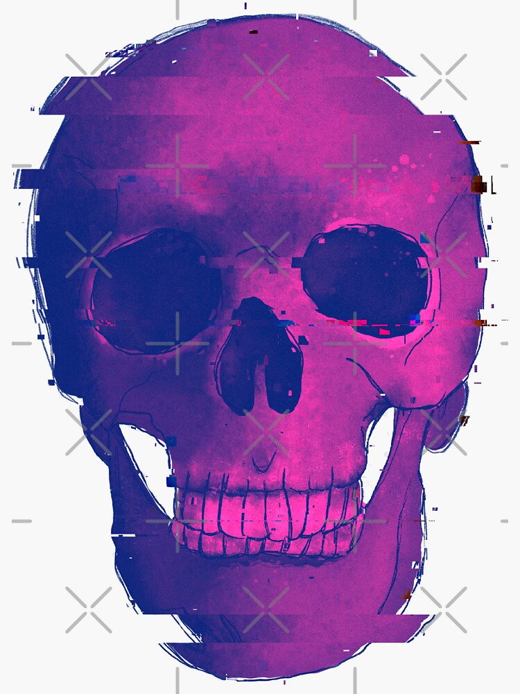 "Cyberpunk Skull with Glitch Effect" Sticker for Sale by KimVanG ...
