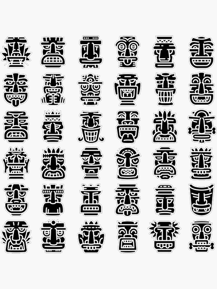 "Tiki Faces" Sticker for Sale by jennstore | Redbubble