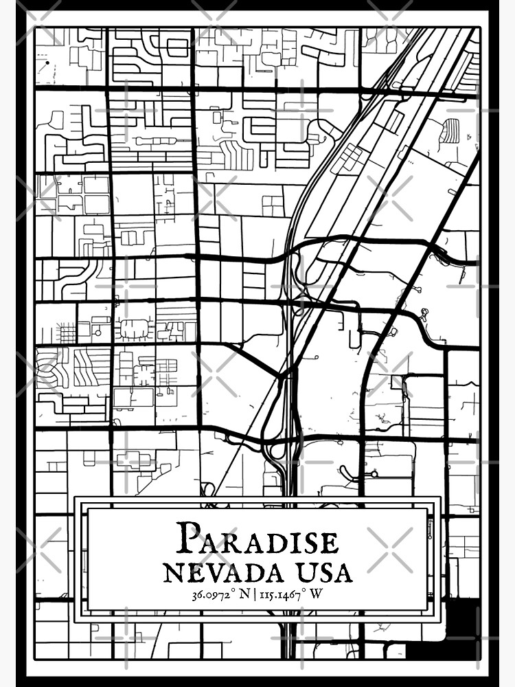 "Paradise, Nevada - Black and White Map" Poster by OLMontana | Redbubble
