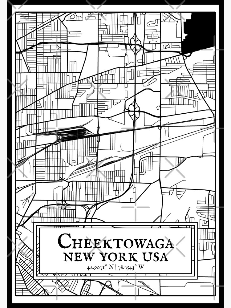 "Cheektowaga, New York - Black and White Map" Poster for Sale by ...