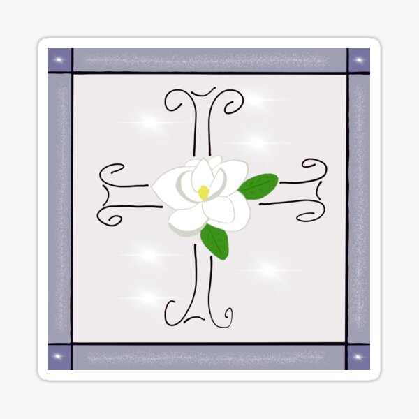 "Silver Sparkle Framed Magnolia Scroll Cross" Sticker by F-ranny ...