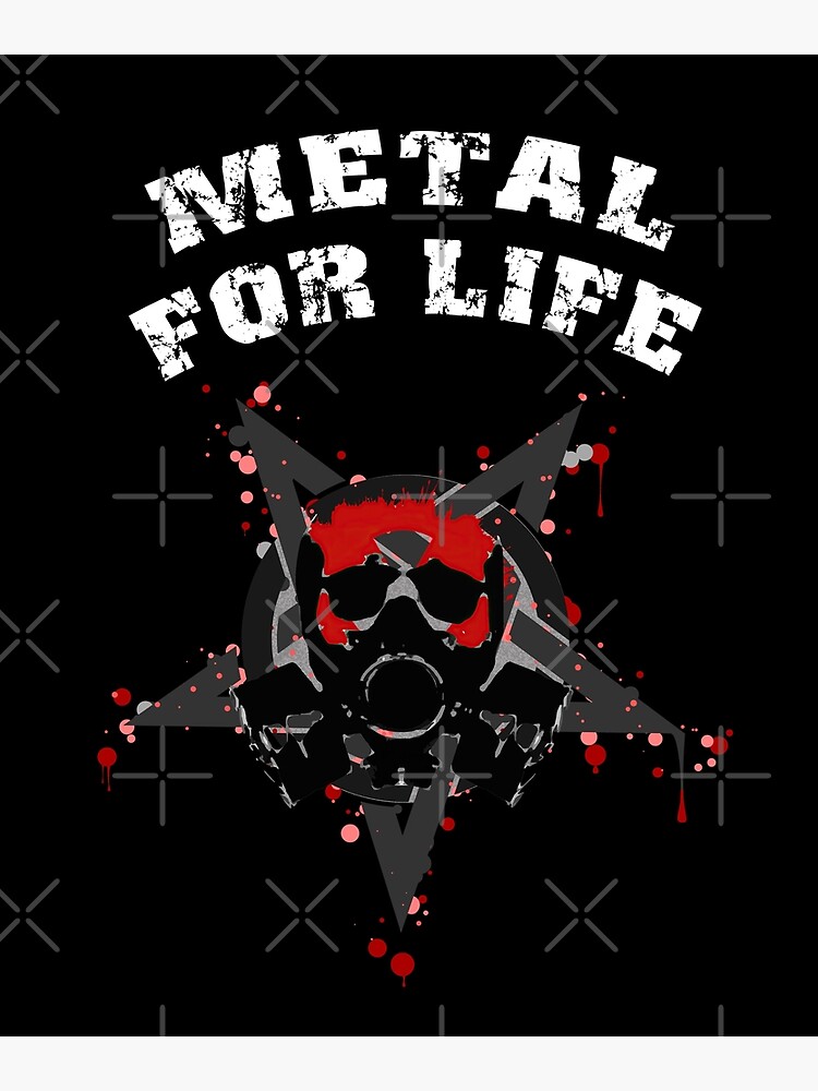 "Metal For Life - Skull Gas Mask Pentagram Grey (Heavy, Nu, Rap, Black ...