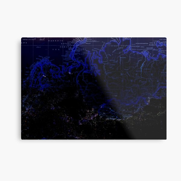 Lámina metálica «Mapa del mundo oscuro en el fondo del océano, mapa ...