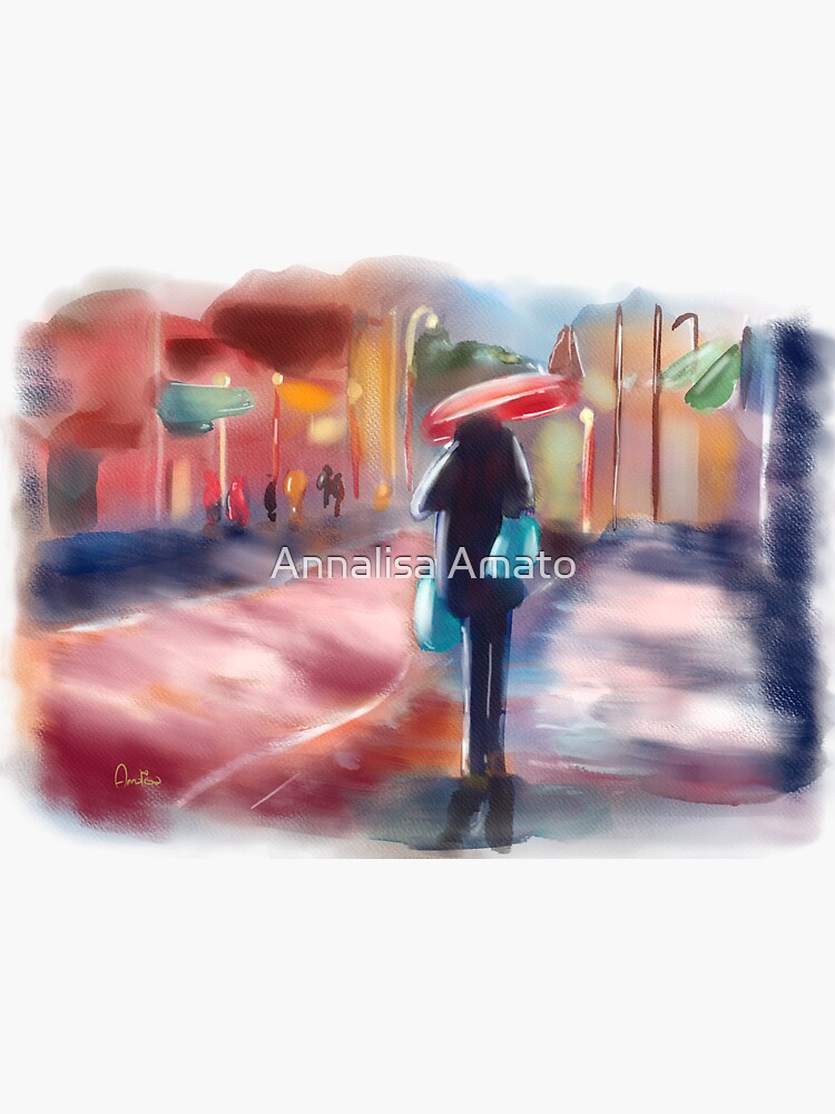 "Rainy day artwork By Annalisa Amato" Sticker for Sale by annalisaamato ...
