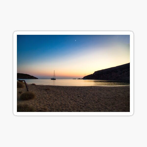 "Dusk in Andros island, Cyclades, Greece" Sticker by ntinoslagos ...