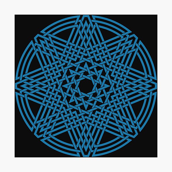 Impression photo « Symbole sacré d'octagramme floral de couleur bleue ...