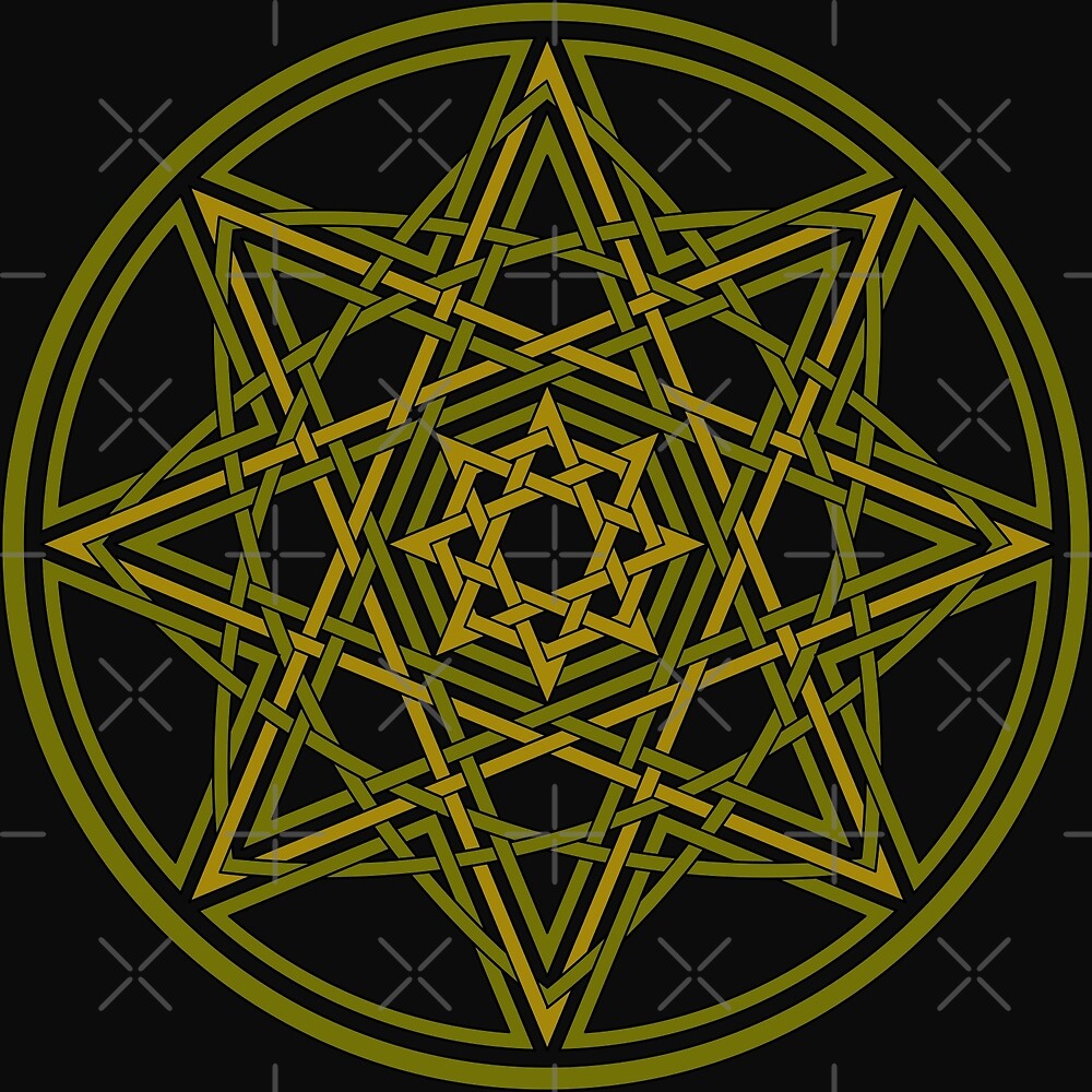 "Gold Color Floral Octagram Sacred Symbol Of Geometry and Celtic Star ...