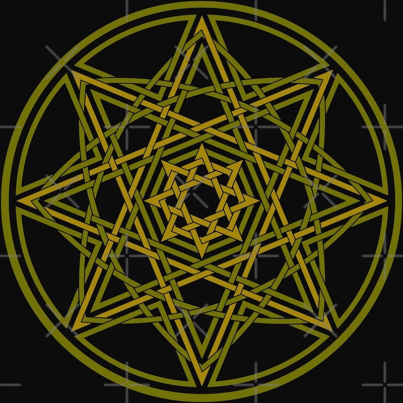 "Gold Color Floral Octagram Sacred Symbol Of Geometry and Celtic Star ...
