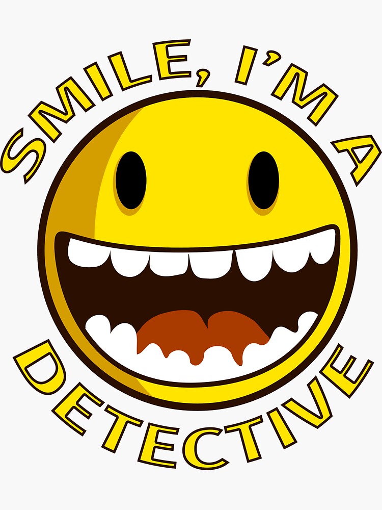 "Smile Im A Detective Cartoon Smiley" Sticker by jacks-tees | Redbubble