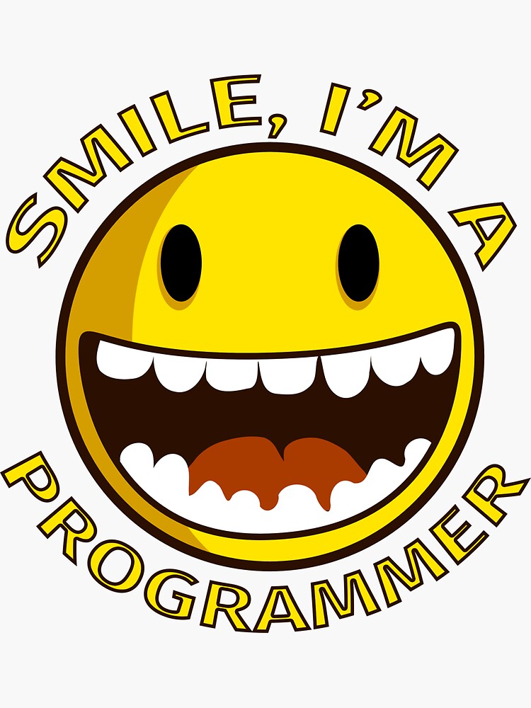 "Smile Im A Programmer Cartoon Smiley" Sticker for Sale by jacks-tees ...