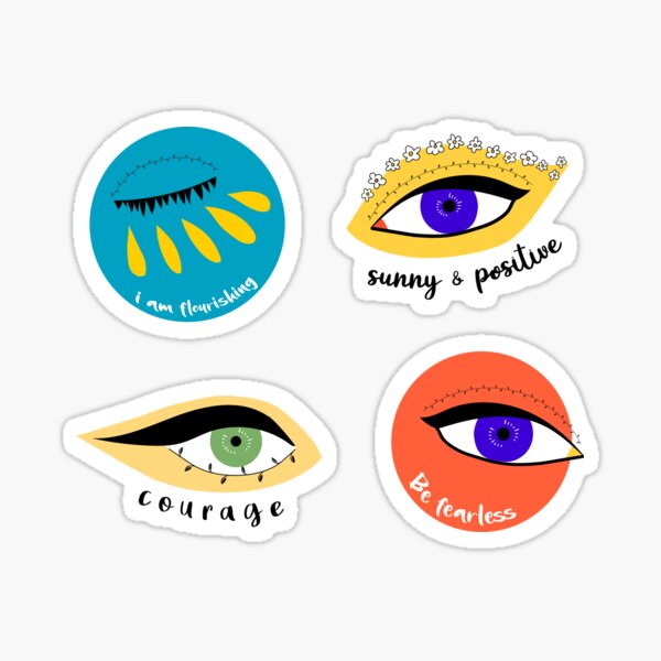"stickers set eyes quotes motivational inspiration positive sunshine ...