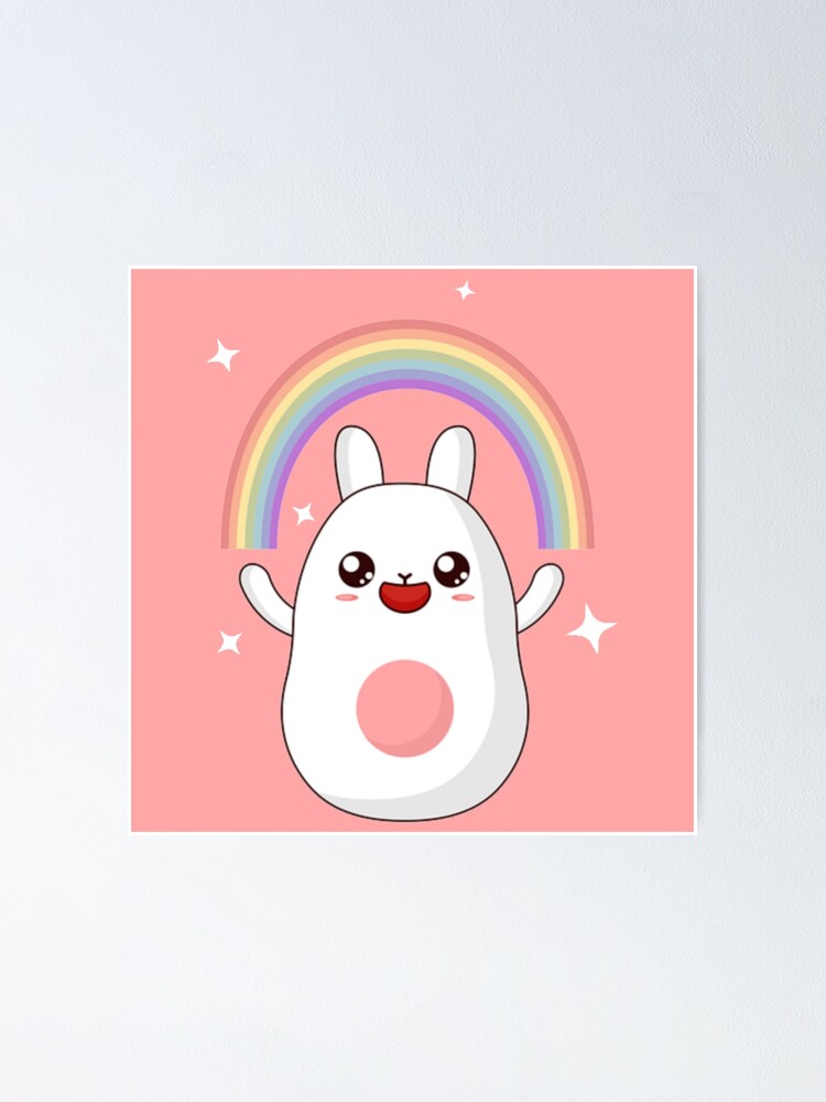 "Cute lovely rainbow kawaii bunny (cartoon) " Poster by avinash-4321 ...