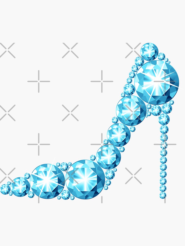 "High heel shoe, blue diamond, rhinestone glamorous shoe" Sticker for ...
