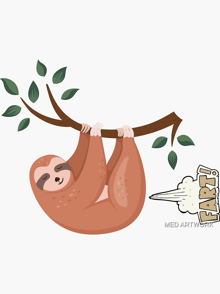"Cute Sloth Fart" Sticker by Mohamedhadim | Redbubble