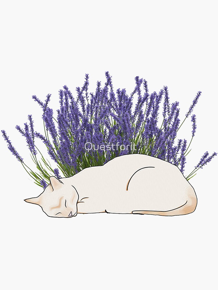 "Sleeping Lavender Cat" Sticker for Sale by Questforit | Redbubble