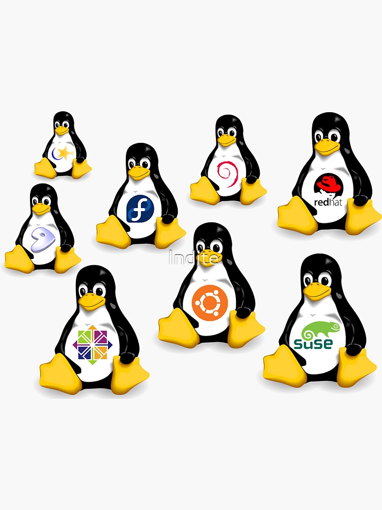 "linux tux with different distros" Sticker for Sale by Indite | Redbubble