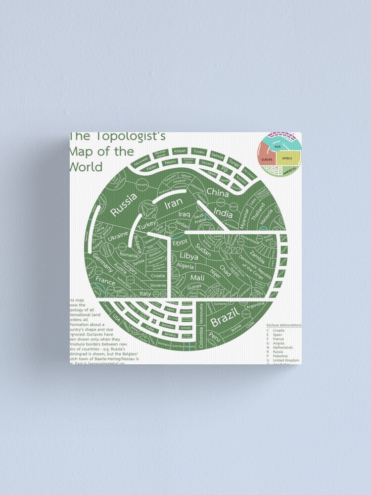 "Topologist's Map of the World (light, labelled)" Canvas Print for Sale ...