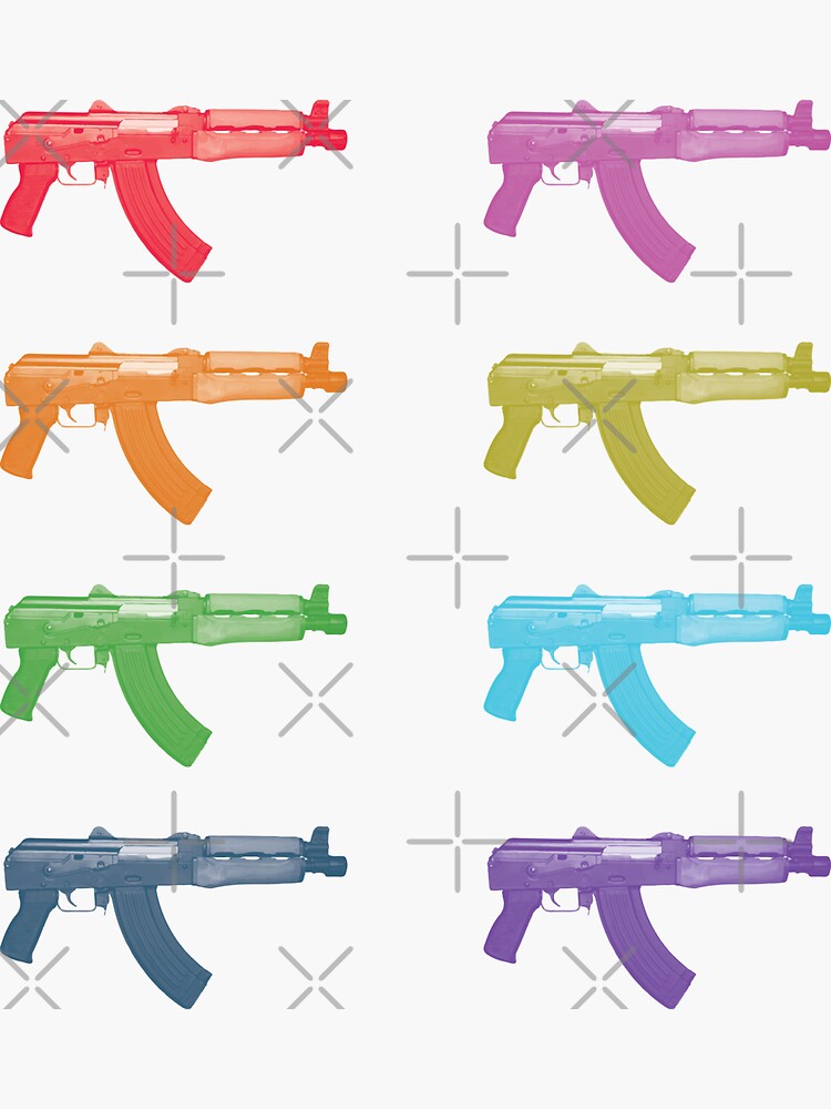 "Colorful AK-47 Pistols" Sticker for Sale by TOBM | Redbubble