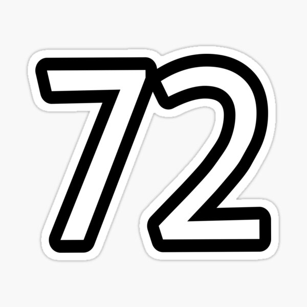"Number 72 jersey Minimal" Sticker for Sale by Impressions94 | Redbubble