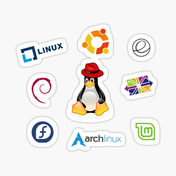 "linux leading distros surrounds tux" Sticker for Sale by Indite ...