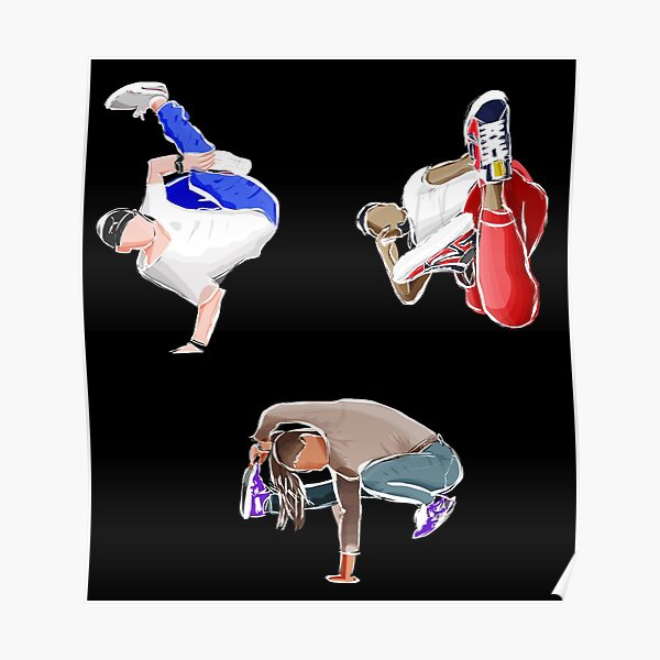 "Bboy & Bgirl Freezes - White Outline" Poster for Sale by eddysims ...
