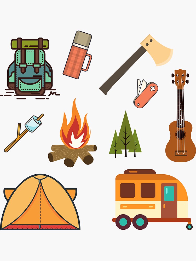 "Camping Theme Sticker Sheet" Sticker for Sale by StickyFun | Redbubble
