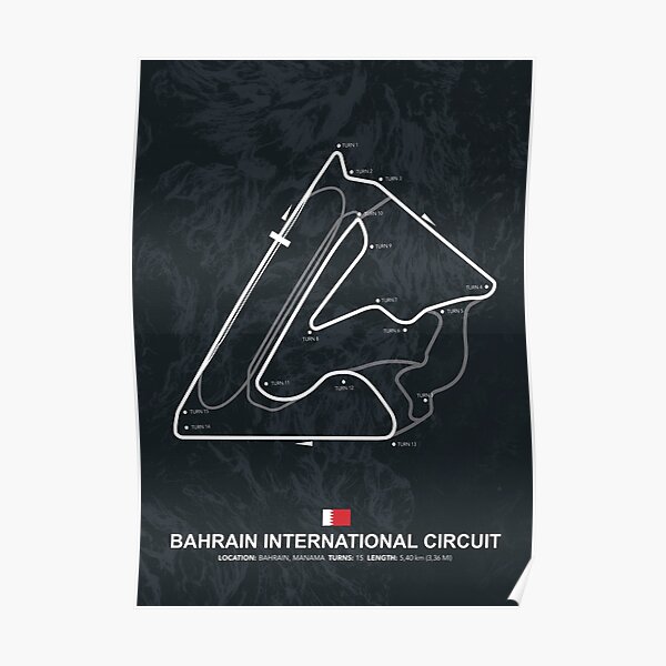 "Bahrain International Circuit -Racetrack Map" Poster for Sale by ...