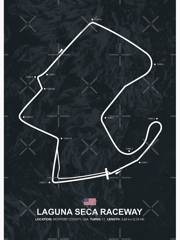 Póster «Laguna Seca - Mapa de pistas de carreras» de Mapstars | Redbubble