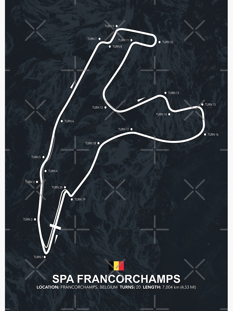 Poster « Spa Francorchamps - Plan du circuit », par Mapstars | Redbubble