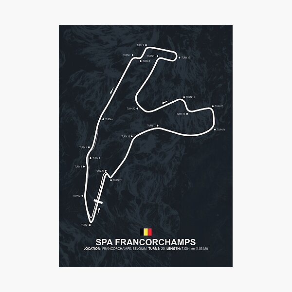 "Spa Francorchamps - Racetrack Map" Photographic Print by Mapstars ...