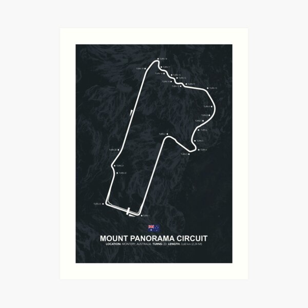 "Mount Panorama Circuit - Racetrack Map" Art Print for Sale by Mapstars ...