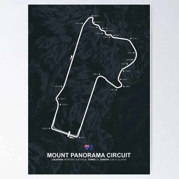 "Mount Panorama Circuit - Racetrack Map" Poster by Mapstars | Redbubble