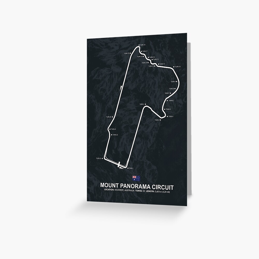 "Mount Panorama Circuit - Racetrack Map" Greeting Card by Mapstars ...