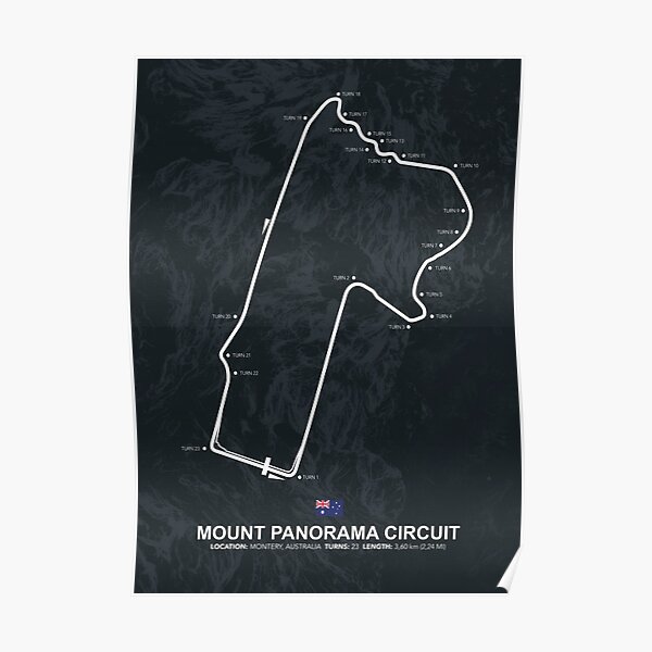"Mount Panorama Circuit - Racetrack Map" Poster for Sale by Mapstars ...