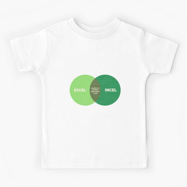 "Excel, Incel Venn Diagram" Kids T-Shirt for Sale by melbournegirl ...