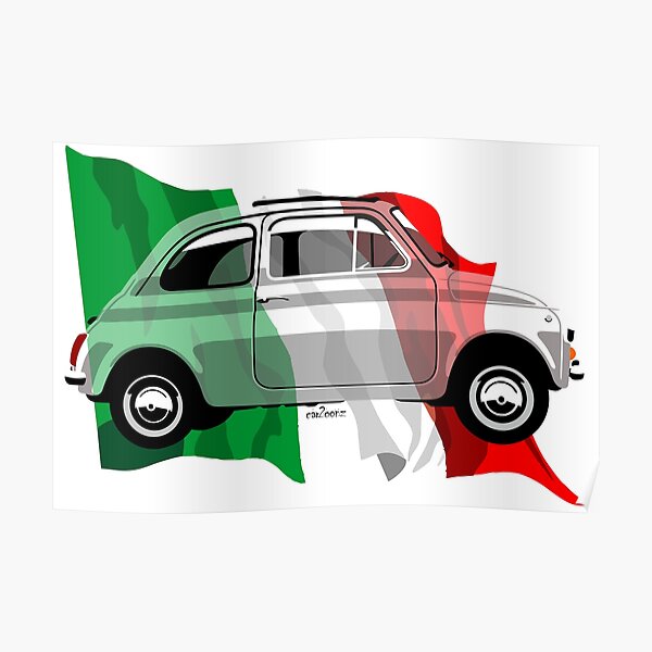 "Fiat 500 Italian flag" Poster for Sale by car2oonz | Redbubble