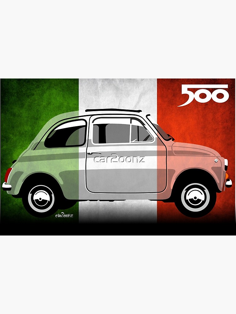 "Fiat 500 Italian flag 2" Metal Print for Sale by car2oonz | Redbubble